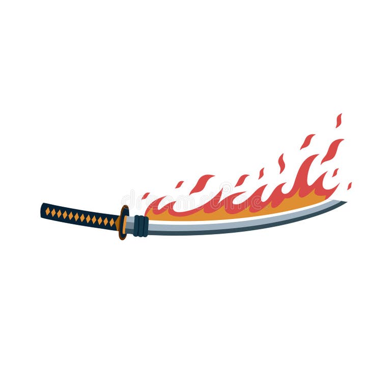 Flaming Katana Sword Illustration Vector for Tattoos and Graphic Design ...
