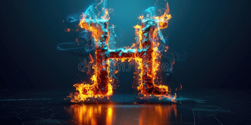 A Flaming Letter H Set Against a Dark Backdrop Stock Image - Image of ...