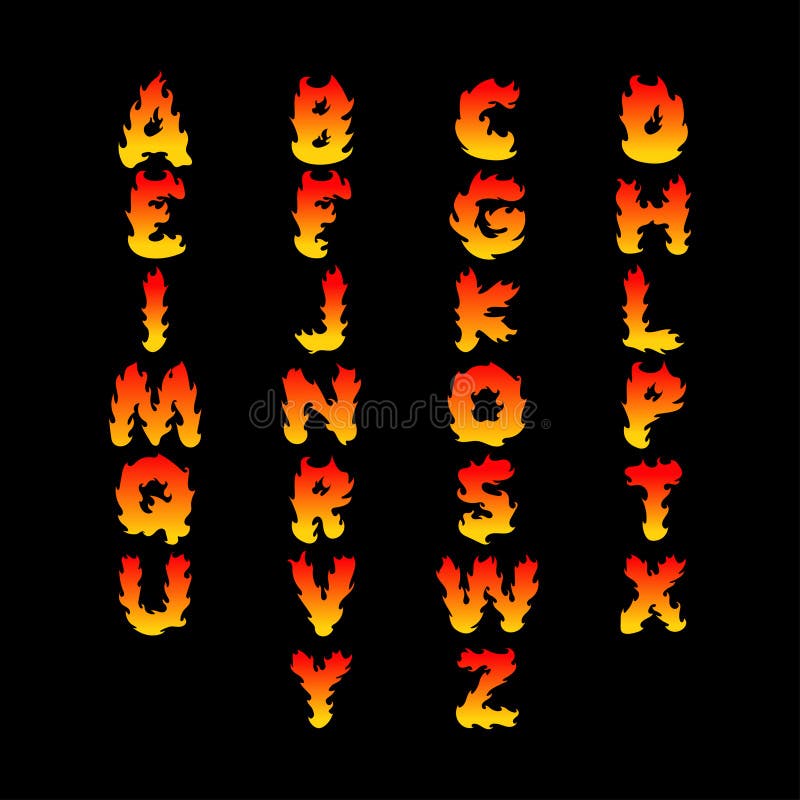 Flaming Letters Vector Alphabet, Fire Text Effect Stock Vector ...