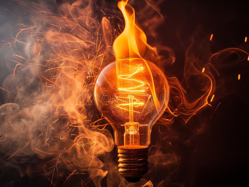 Flaming Light Bulb Concept stock photo. Image of failure - 317751272