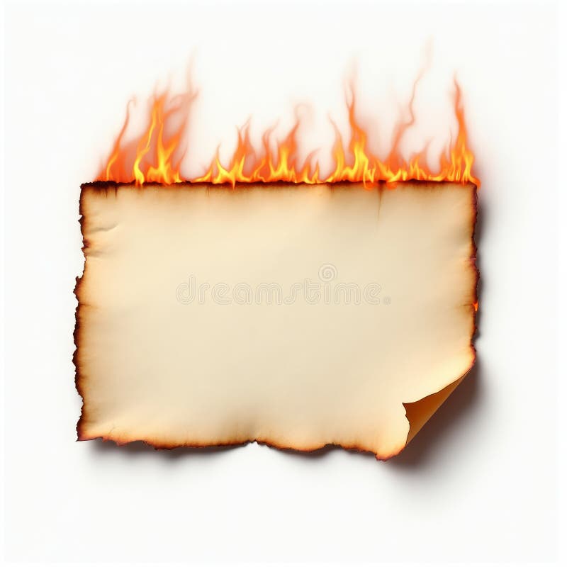 Flaming Love Letter with Burned Paper Edges on a White Background Stock ...