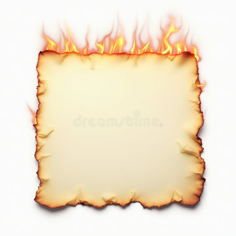 Flaming Love Letter with Burned Paper Edges on a White Background Stock ...