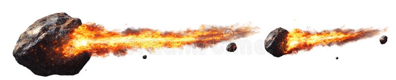 Flaming Meteoroid Space Rock with Fire Trail Isolated on White Stock ...