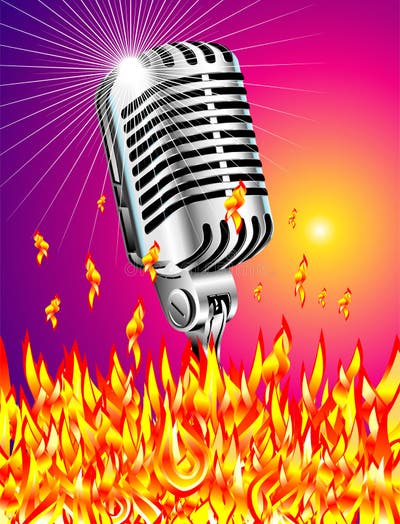Flaming microphone stock vector. Illustration of flames - 8343936