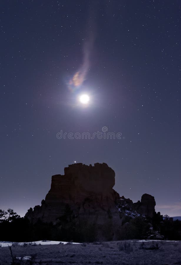 Flaming Moon over Mesa stock photo. Image of milky, acona - 23713358