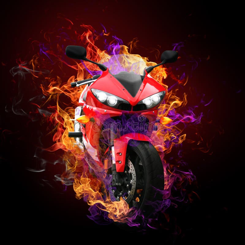 Flaming motorcycle stock illustration. Illustration of motorbike - 10959970