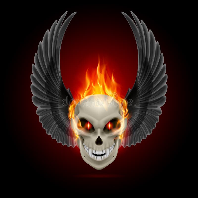 Flaming mutant skull stock vector. Illustration of hell - 41749633