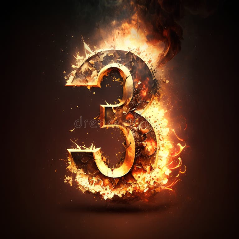 Flaming Number 3 in the Style of Fire. Vector Illustration Stock ...
