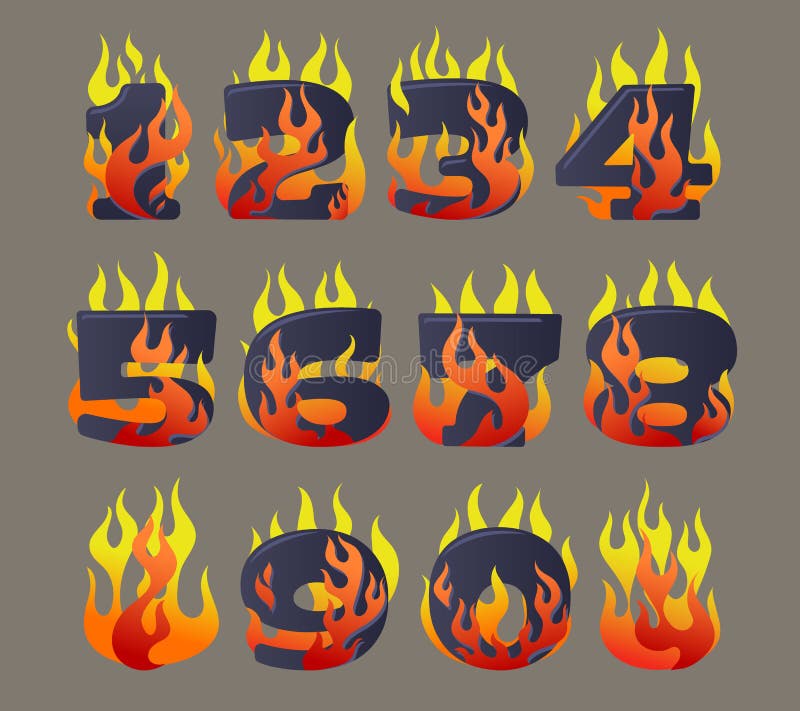 Flaming Alphabet And Numbers Stock Illustration - Illustration of font ...