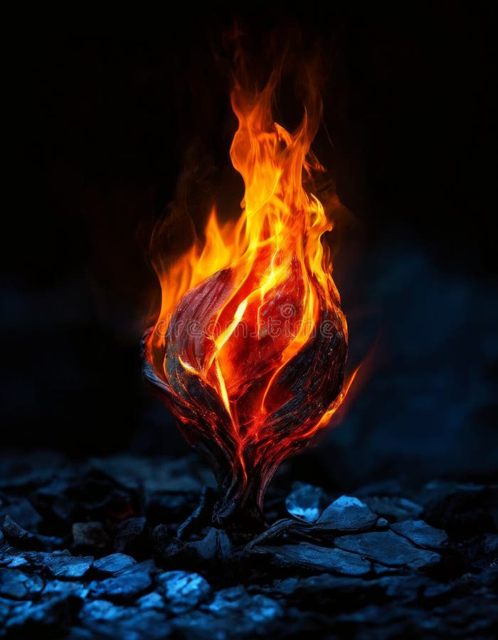 Flaming Object Burning Intensely on Dark Background Stock Image - Image ...