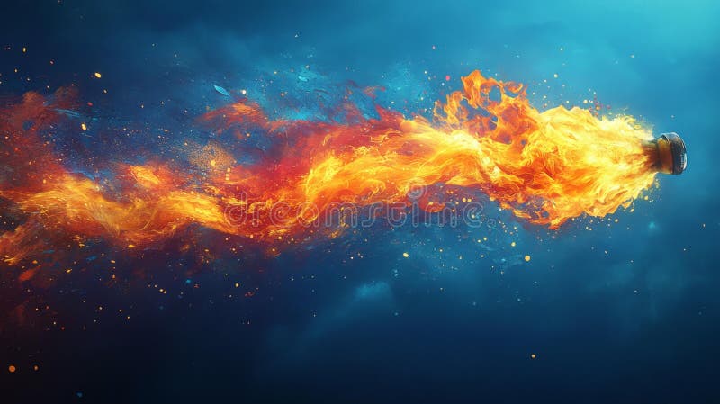 Flaming Object Flying through Space with Fiery Trail Generative AI ...