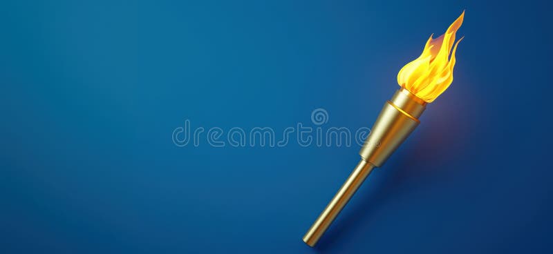 Flaming Olympic Torch Symbolizing Unity and Sportsmanship on Blue ...