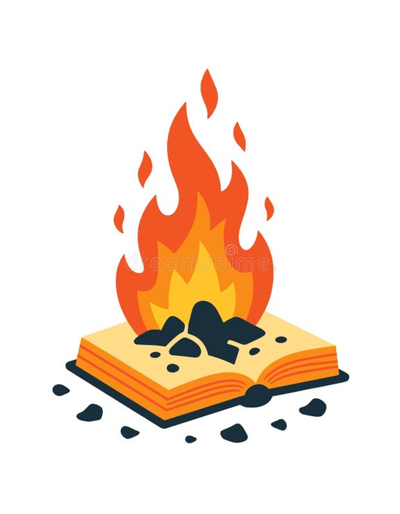 Flaming Open Book Campfire Bonfire Education Burning Knowledge Creative ...