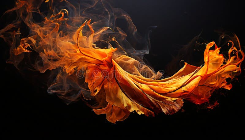 Flaming Orange Fabric Captured in Motion Against Dark Backdrop Stock ...