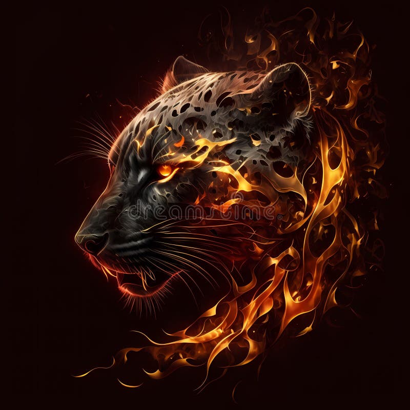Flaming Panther. Generative AI Stock Illustration - Illustration of ...
