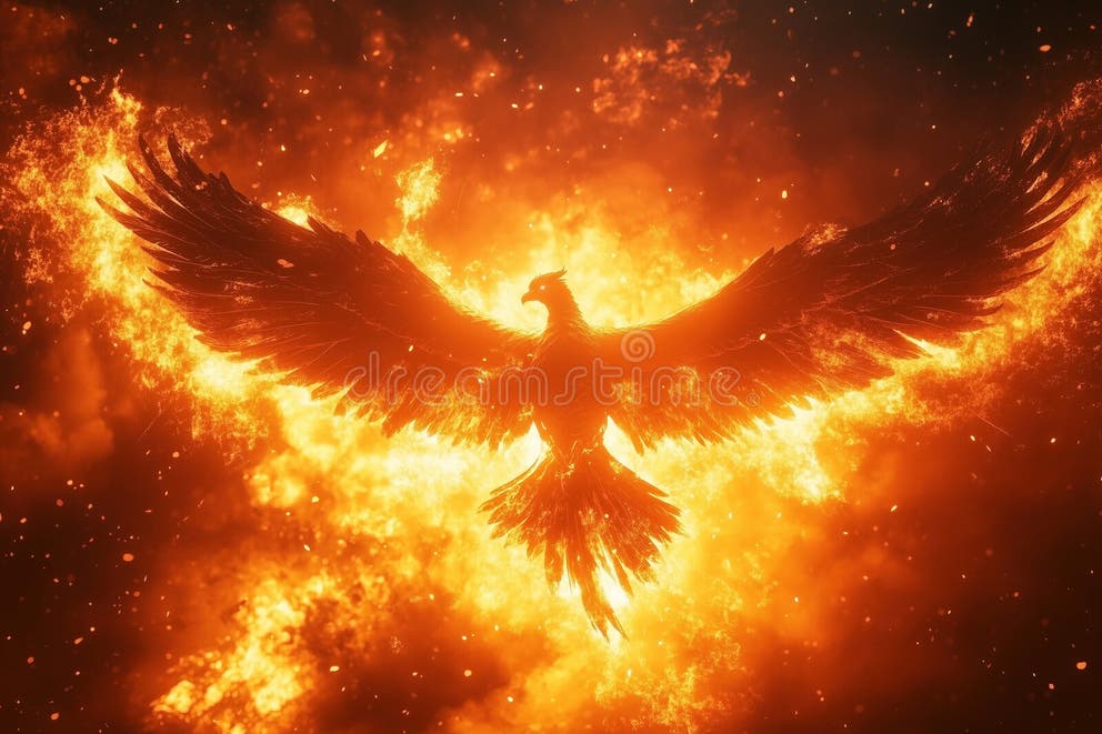 Flaming Phoenix Bird Ai Photo Stock Illustration - Illustration of ...