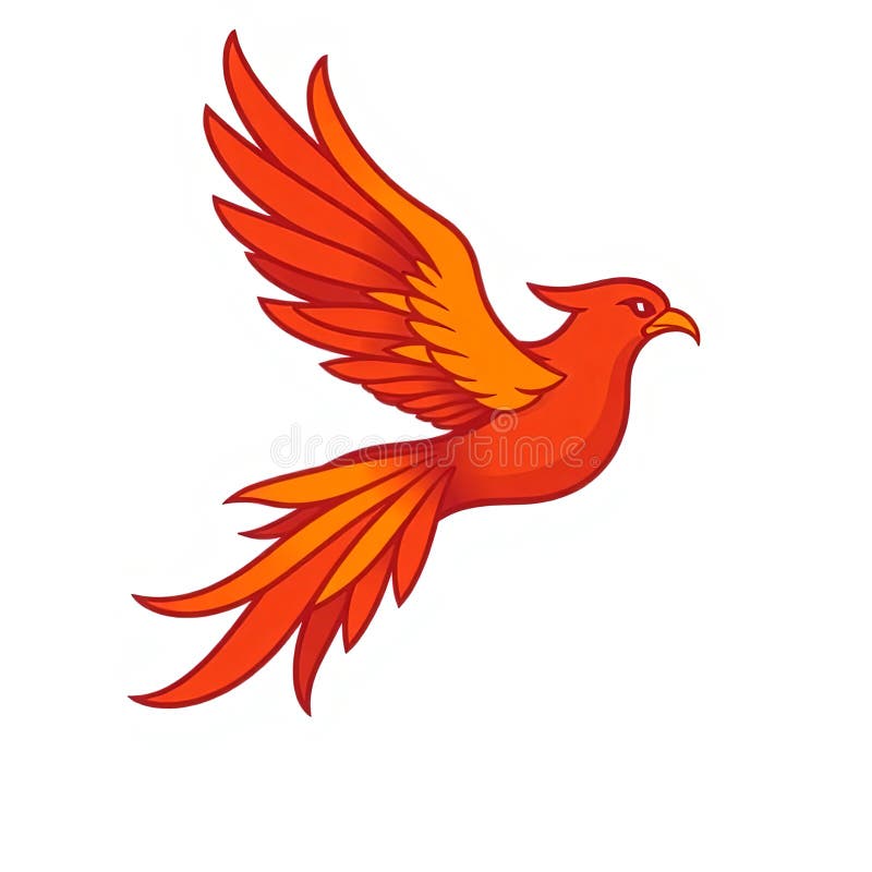 Flaming Phoenix Figure in Dynamic Motion Stock Illustration ...