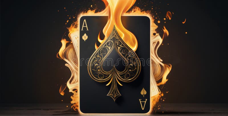 A Flaming Playing Card with a Spade Stock Illustration - Illustration ...