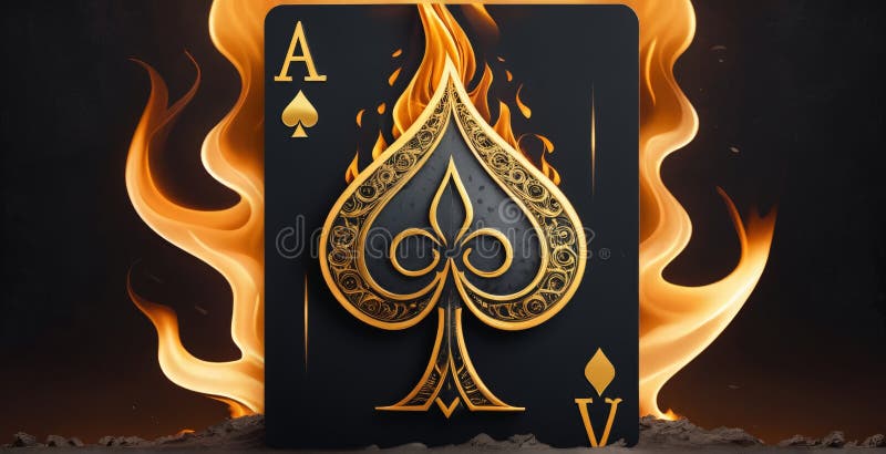 A Flaming Playing Card with a Spade Stock Illustration - Illustration ...