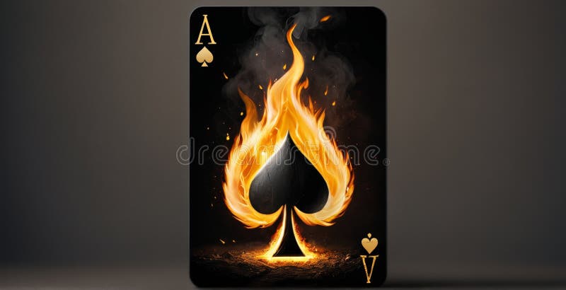 A Flaming Playing Card with a Spade Stock Illustration - Illustration ...