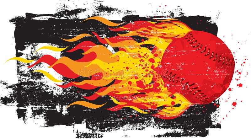 Flaming Red Fastball stock vector. Illustration of fastball - 58098430