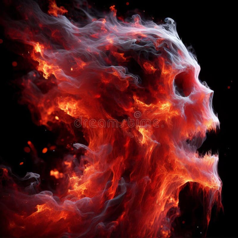 Flaming Red Ghost with Haunting Expression Stock Illustration ...