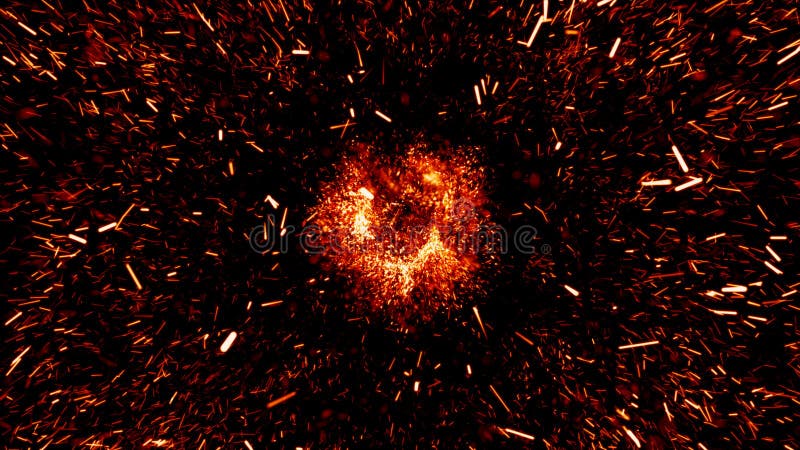 A Flaming Red-hot Fire in Three Dimensions, Isolated on a BlackÂ ...