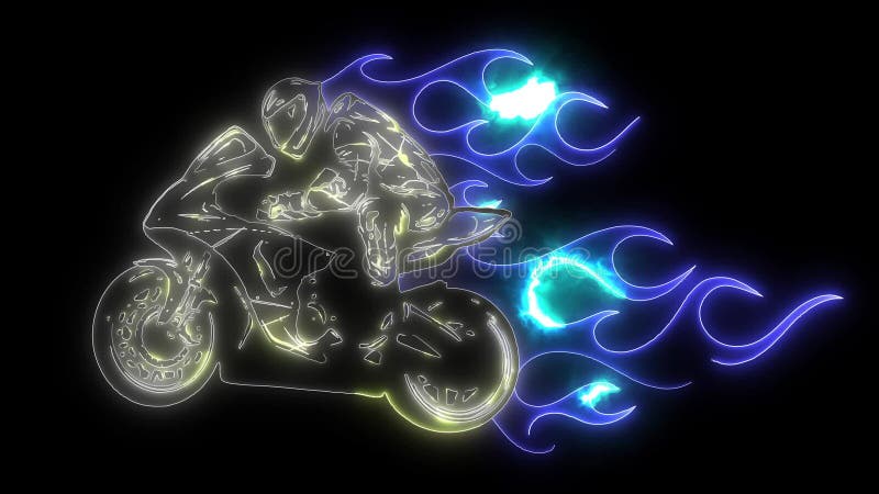Flaming Motorcycle Ride Laser Animation Light Stock Video - Video of ...