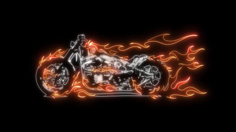 Flaming Motorcycle Ride Laser Animation Light Stock Footage - Video of ...