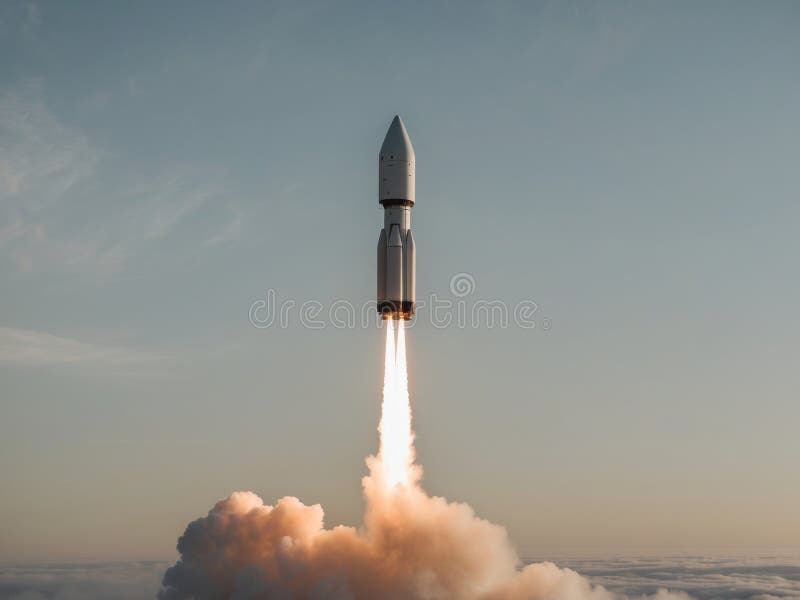 Flaming Rocket Capsule Descends through Earth S Atmosphere. Stock Photo ...