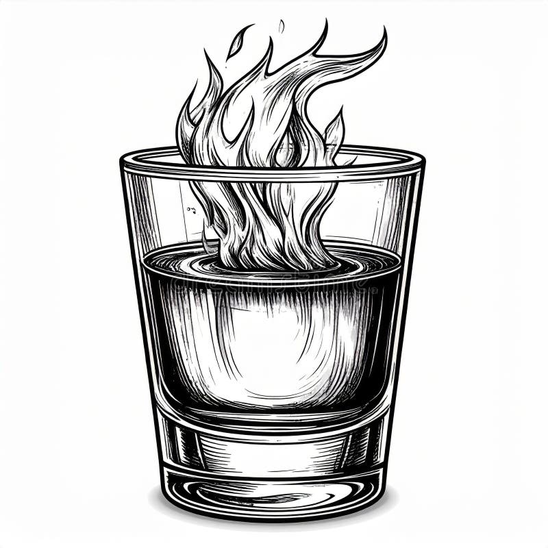Flaming Shot Glass Drink Illustration Stock Illustration - Illustration ...