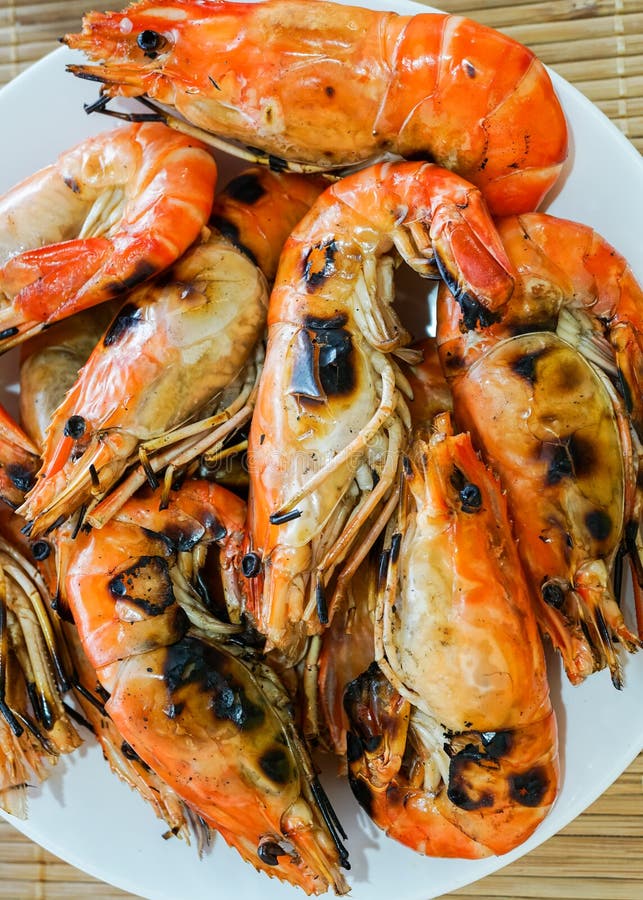 Fresh Flaming Shrimp with Chili Sauce Stock Image - Image of closeup ...