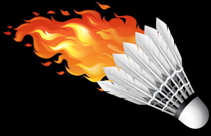 Shuttlecock With Red Orange Yellow Tone Fire In The White Background ...
