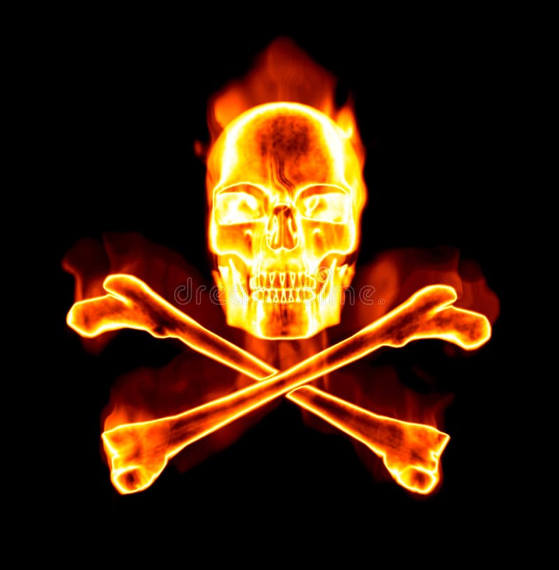 Flaming Skull and Cross Bones Stock Vector - Illustration of skeleton ...