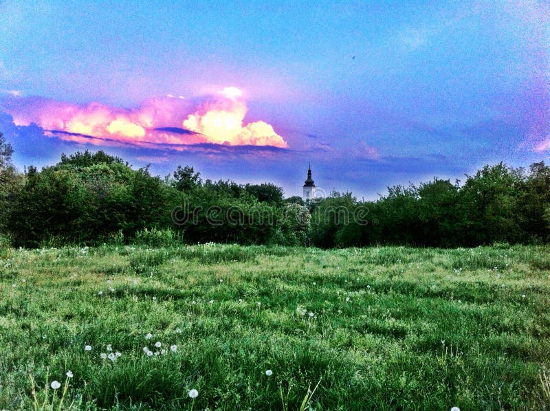 Flaming sky stock photo. Image of fire, nature, green - 47049424