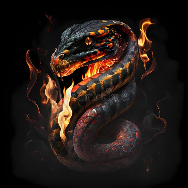 Flaming Snake. Generative AI Stock Illustration - Illustration of wild ...