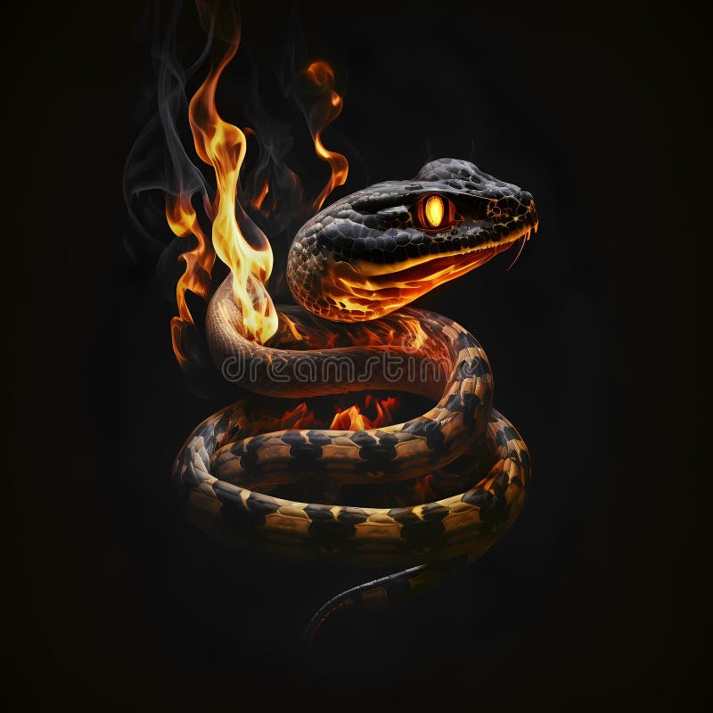 Flaming Snake. Generative AI Stock Illustration - Illustration of ...