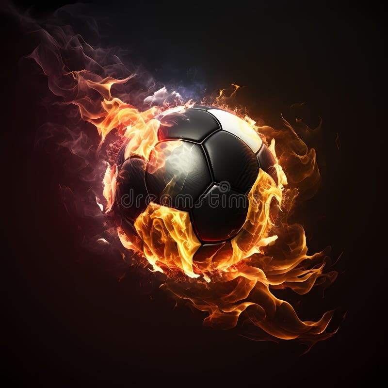 Flaming Soccer Ball. Generative AI Stock Illustration - Illustration of ...