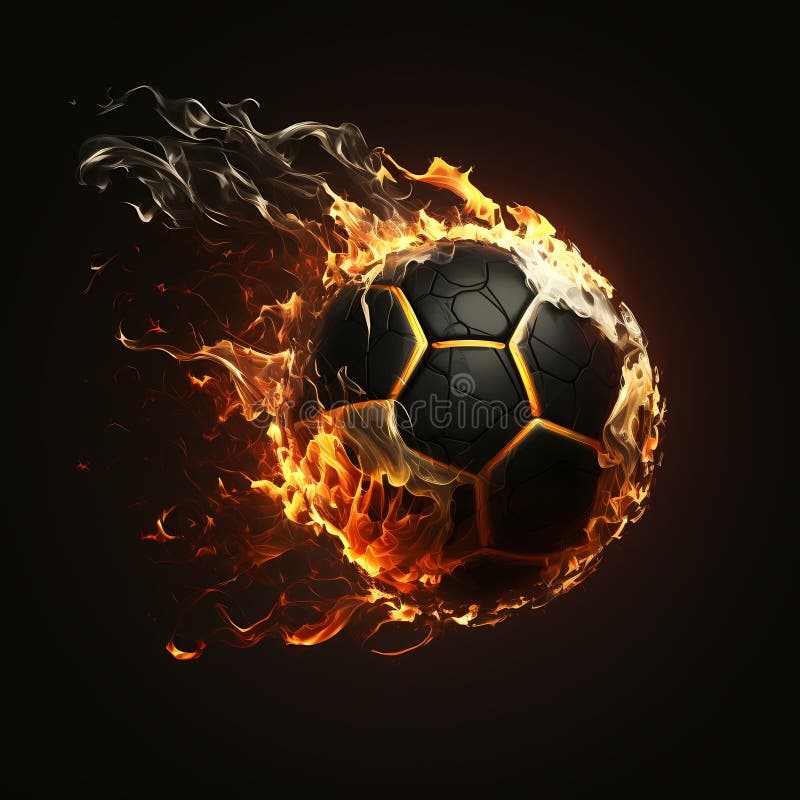Flaming Soccer Ball. Generative AI Stock Illustration - Illustration of ...