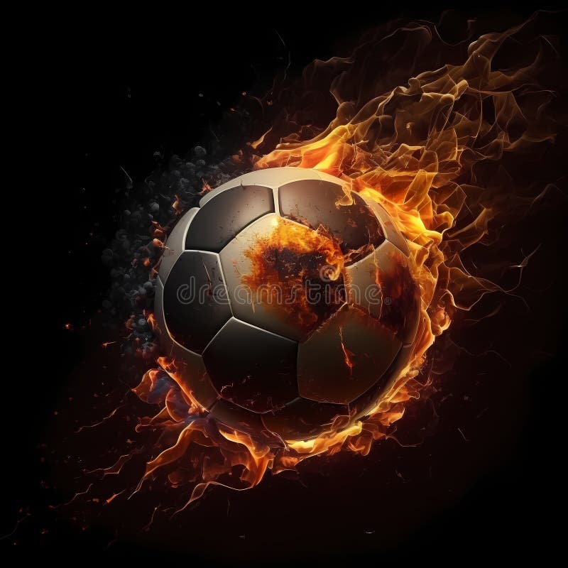 Flaming Soccer Ball. Generative AI Stock Illustration - Illustration of ...