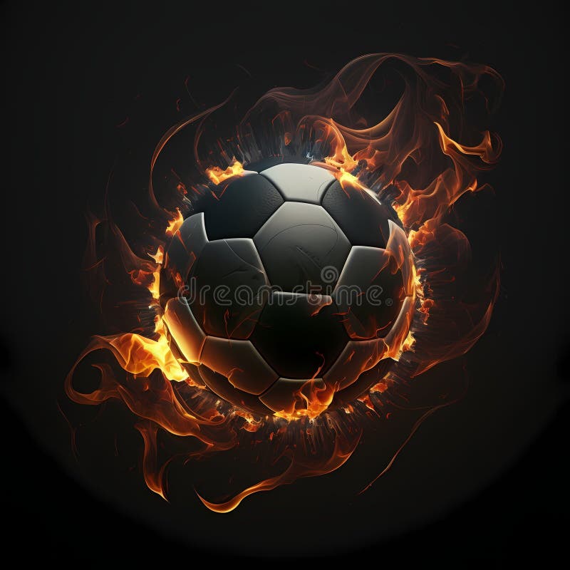 Flaming Soccer Ball. Generative AI Stock Illustration - Illustration of ...