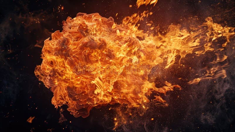 Flaming Sphere on a Black Surface, High Contrast and Intense Heat Stock ...