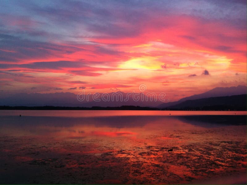Flaming sunset stock photo. Image of painting, clouds - 119857766