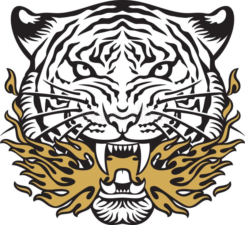 Flaming Tiger Face Color Vector Stock Vector - Illustration of portrait ...