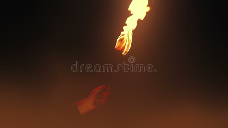 Flaming Torch is Held Up in the Mist Stock Footage - Video of fire ...