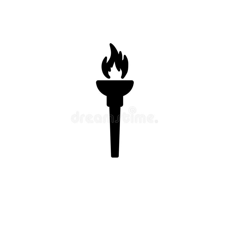 Flaming Torch, Olympic Ceremonial Fire Solid Flat Vector Icon Isolated on White Background Stock ...