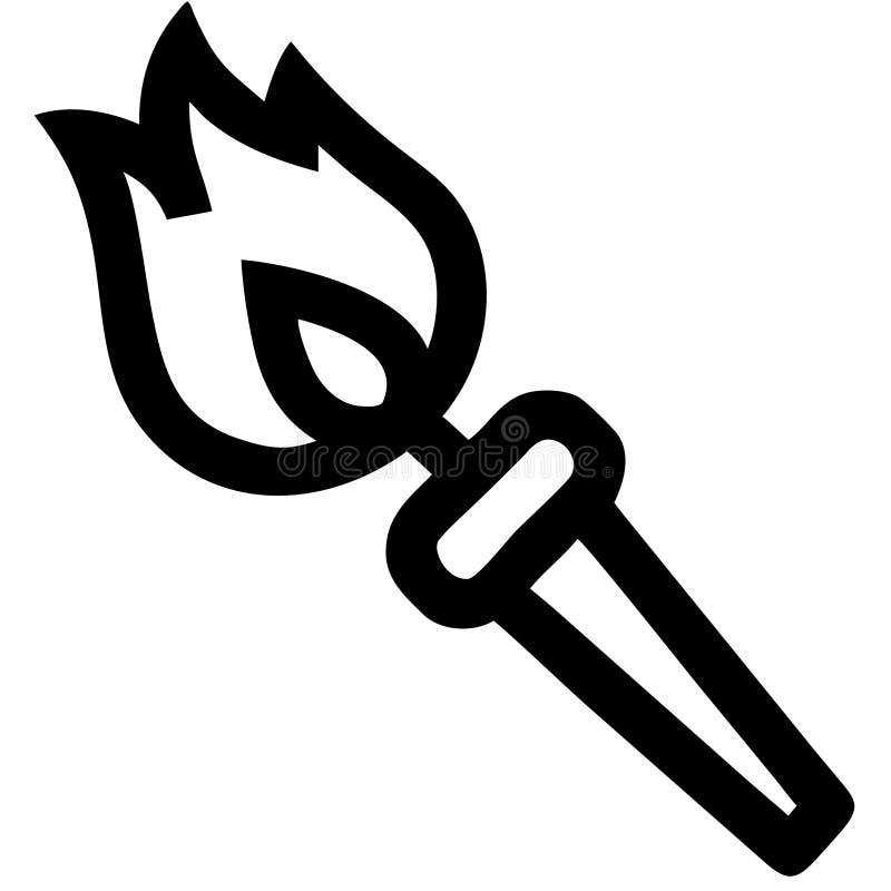 Flaming Torch Silhouette Vector Symbol of Freedom and Courage Black ...