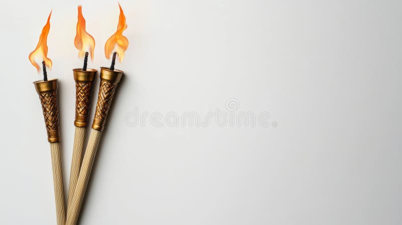 Flaming Torches Top View Mockup on White Background Ideal for Design ...