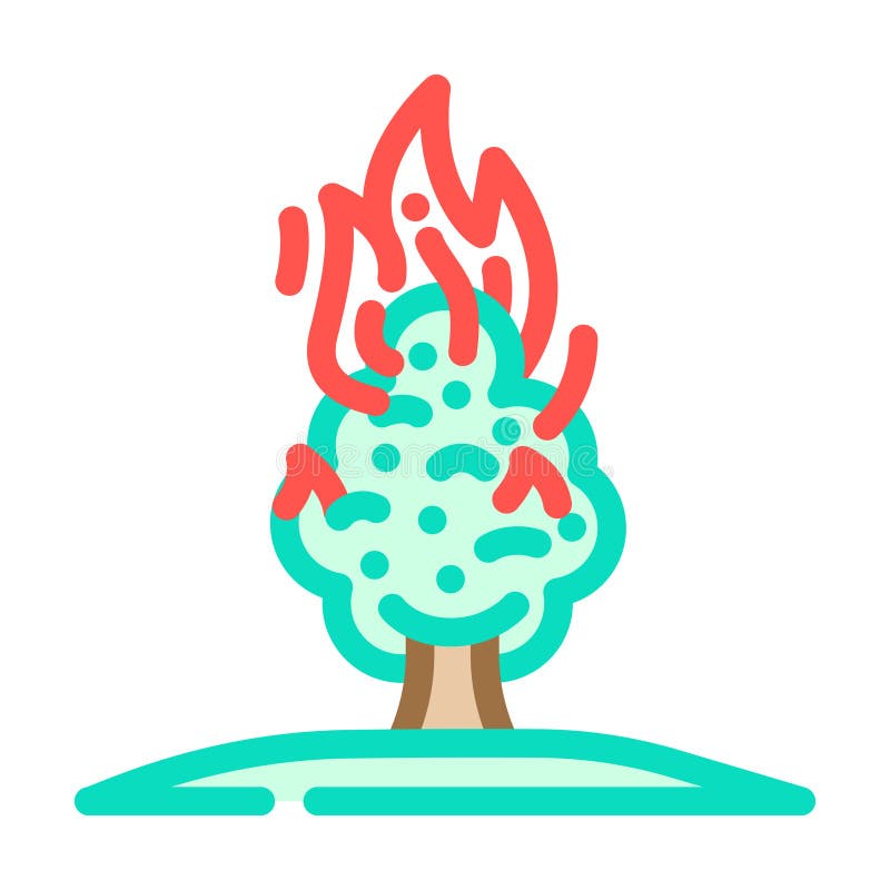 Flaming Tree Wildfire Disaster Color Icon Vector Illustration Stock ...