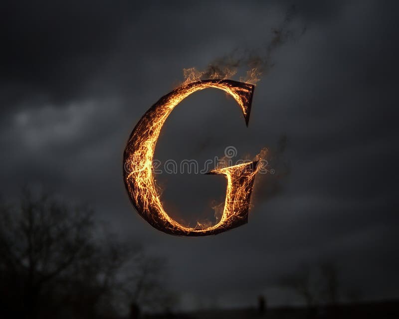 Flaming Typography Featuring a Bold Letter G Set in a Dynamic Fire ...
